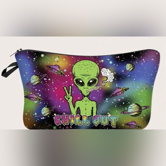 Bags | New Green Alien Cosmetic Pouch | Poshmark